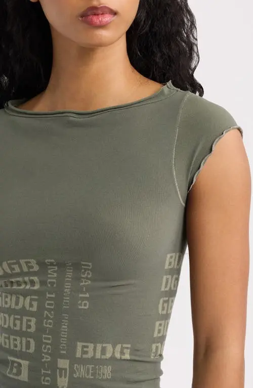 BDG URBAN OUTFITTERS Graphic Seamless Baby Tee - Khaki