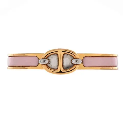 Hermès Mini Clic Chaine D'ancre Bracelet Metal And Enamel - Pink