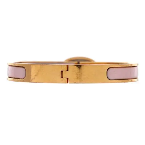 Hermès Mini Clic Chaine D'ancre Bracelet Metal And Enamel - Pink