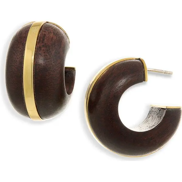 LIZZIE FORTUNATO Halo Acacia Wood Hoop Earrings - Brown