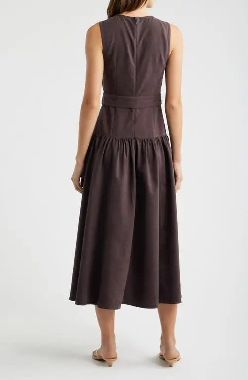 ZOE AND CLAIRE Belted Drop Waist Midi Dress