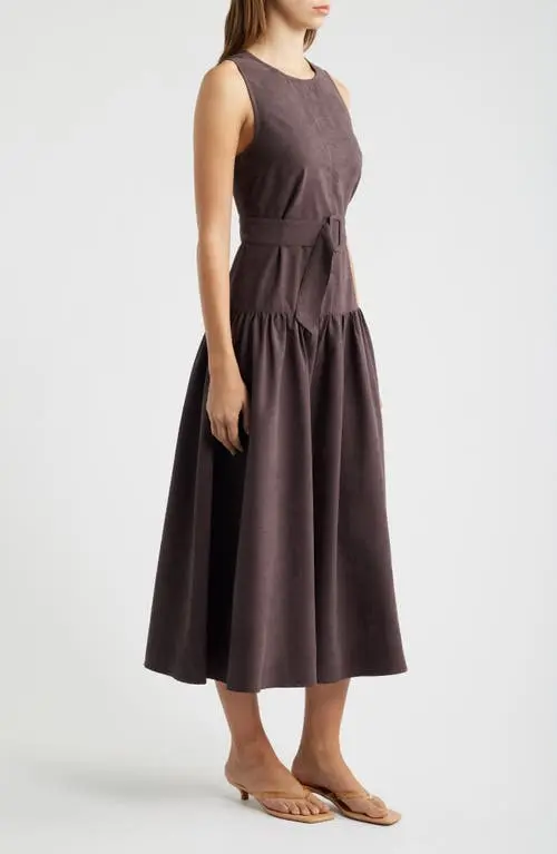 ZOE AND CLAIRE Belted Drop Waist Midi Dress