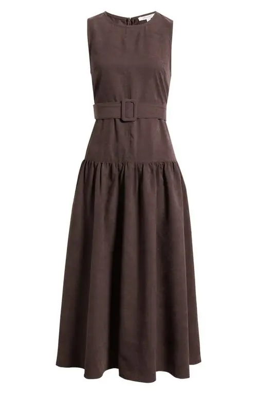 ZOE AND CLAIRE Belted Drop Waist Midi Dress