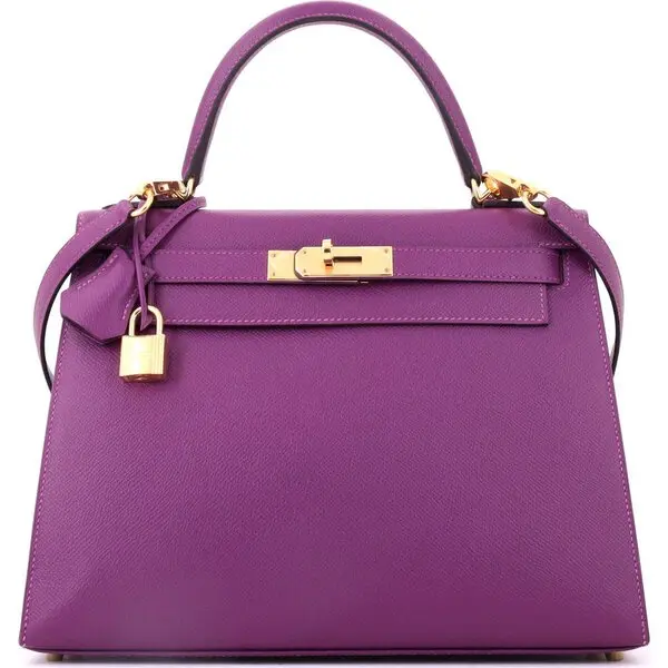 Hermès Kelly Handbag Purple Epsom With Gold Hardware 28 - Red