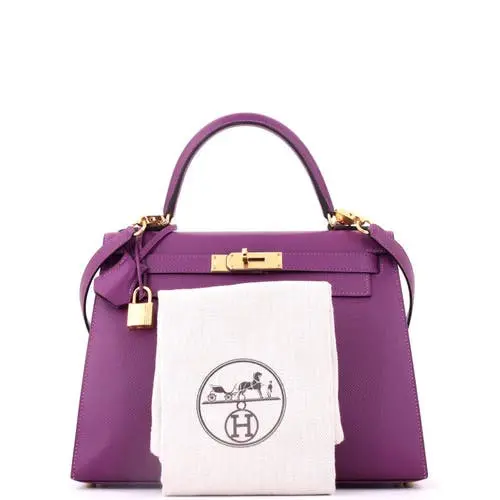 Hermès Kelly Handbag Purple Epsom With Gold Hardware 28