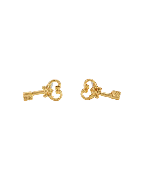 FABLE ENGLAND Key Stud Earrings - Gold