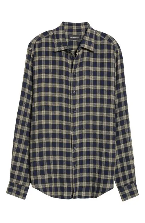 Emporio Armani Plaid Long Sleeve Button-up Shirt