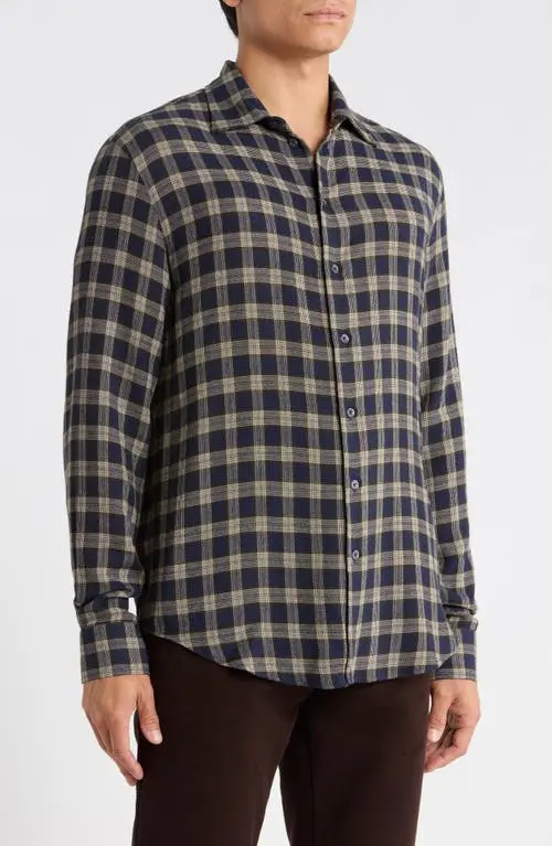 Emporio Armani Plaid Long Sleeve Button-up Shirt