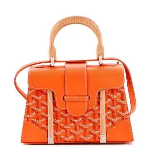 Goyard Structured Saigon Top Handle Bag Coated Canvas With Leather Mini - Orange