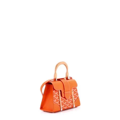 Goyard Structured Saigon Top Handle Bag Coated Canvas With Leather Mini - Orange