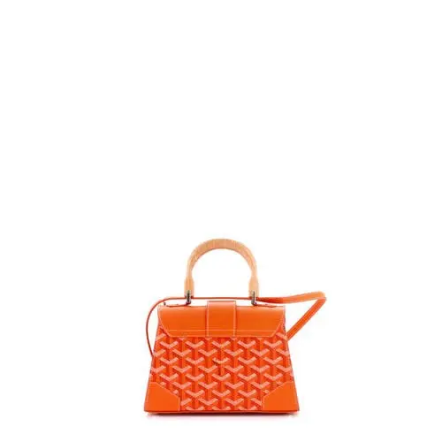 Goyard Structured Saigon Top Handle Bag Coated Canvas With Leather Mini - Orange