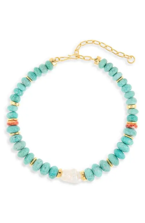 LIZZIE FORTUNATO Provence Baroque Pearl & Amazonite Collar Necklace - Blue