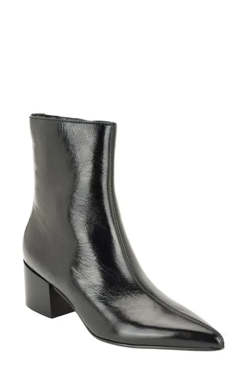 Calvin Klein Suede Pointed Toe Block Heel Booties - Black
