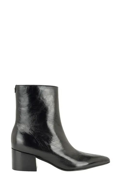 Calvin Klein Suede Pointed Toe Block Heel Booties - Black