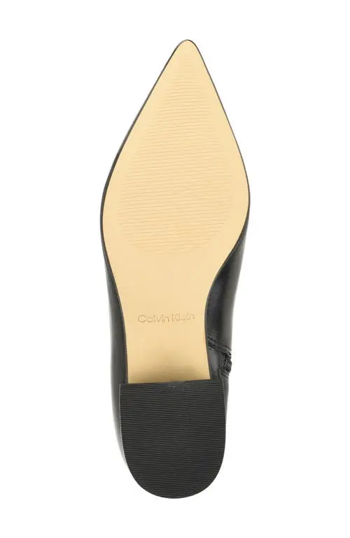 Calvin Klein Suede Pointed Toe Block Heel Booties - Black