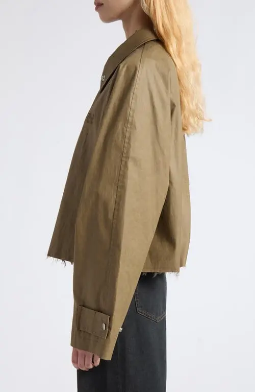 MAISON MARGIELA Cropped Sports Jacket With Raw Hem And Logo Detail