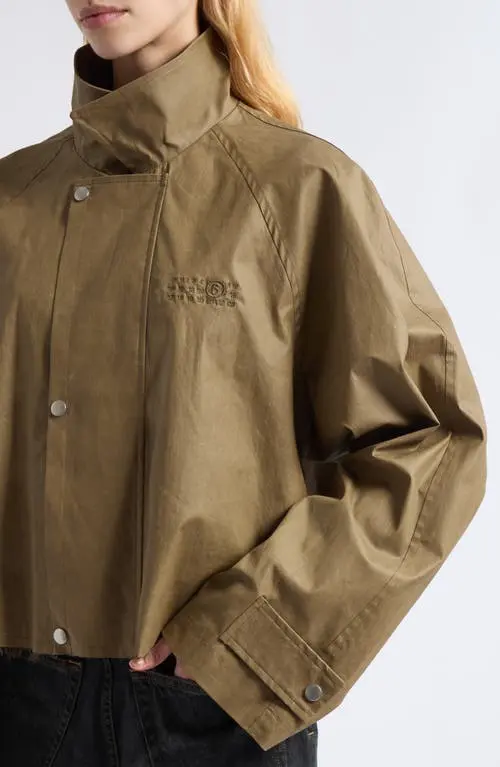MAISON MARGIELA Cropped Sports Jacket With Raw Hem And Logo Detail