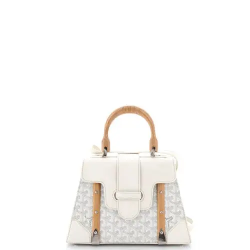 Goyard Saigon Top Handle Bag Coated Canvas With Leather Pm