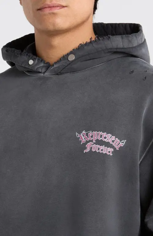 REPRESENT Duality Graphic Hoodie - Washed Black