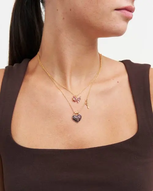 FABLE ENGLAND Eve Heart Lock & Key Necklace