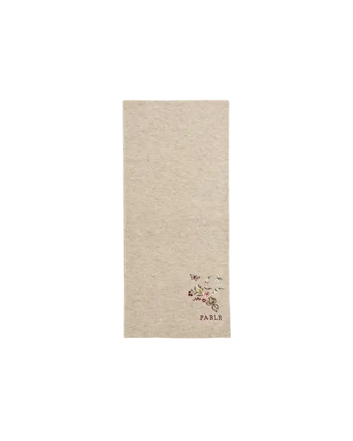 FABLE ENGLAND Eve Floral Embroidered Knitted Scarf - Oat