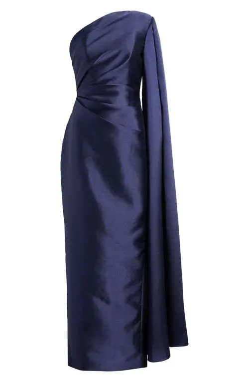 Solace London Veya One-shoulder Gown - Navy