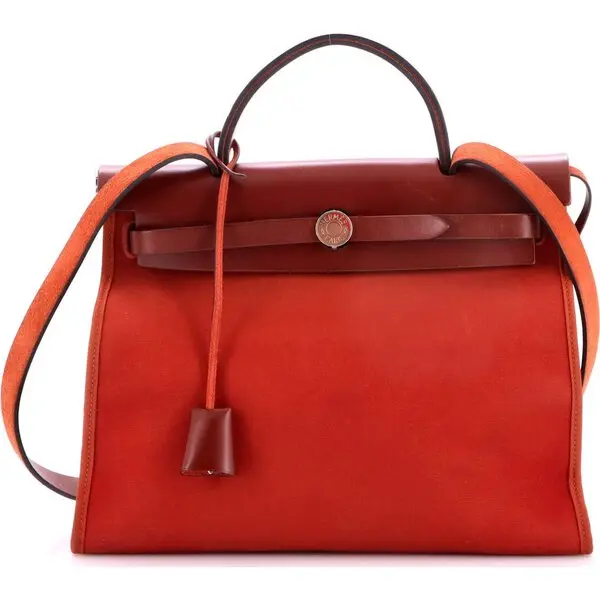Hermès Herbag Zip Leather And Toile 31 - Red