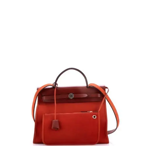 Hermès Herbag Zip Leather And Toile 31 - Red