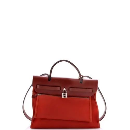 Hermès Herbag Zip Leather And Toile 31 - Red