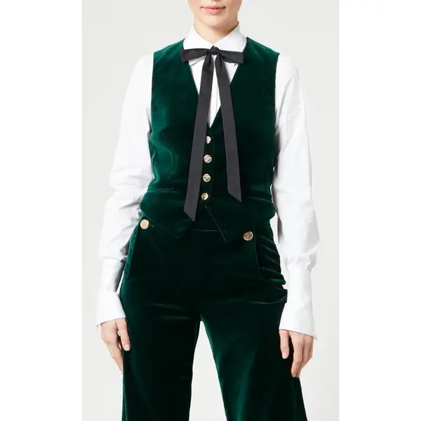 TEMPERLEY LONDON Clove Velvet Waistcoat - Emerald