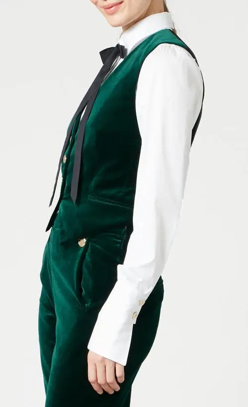 TEMPERLEY LONDON Clove Velvet Waistcoat - Emerald
