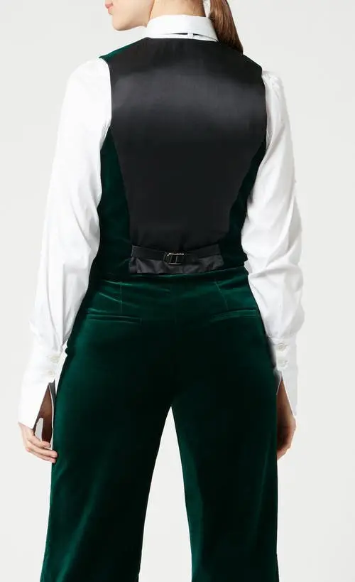 TEMPERLEY LONDON Clove Velvet Waistcoat - Emerald
