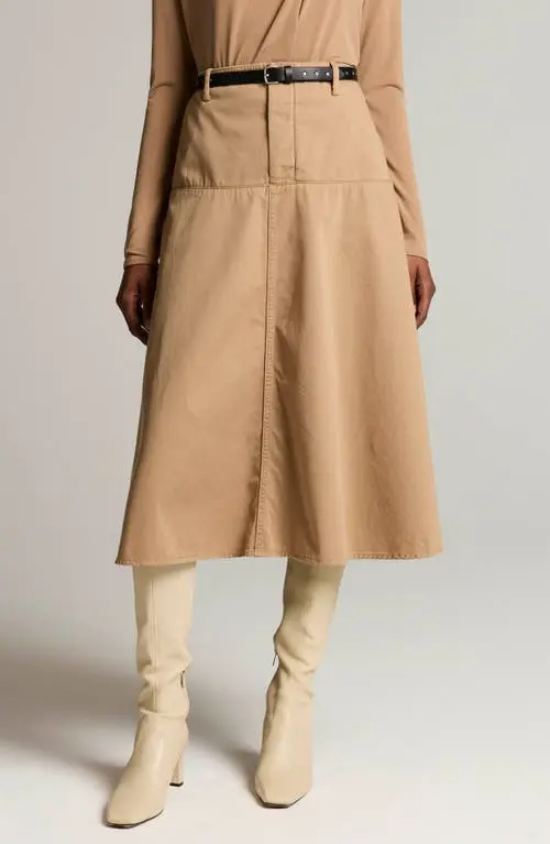 Vince Washed Cotton A-line Midi Skirt