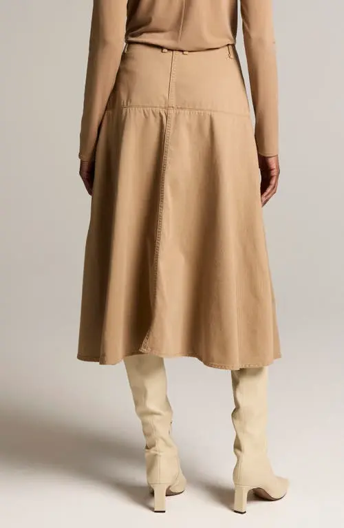 Vince Washed Cotton A-line Midi Skirt