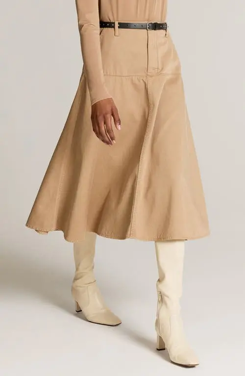 Vince Washed Cotton A-line Midi Skirt