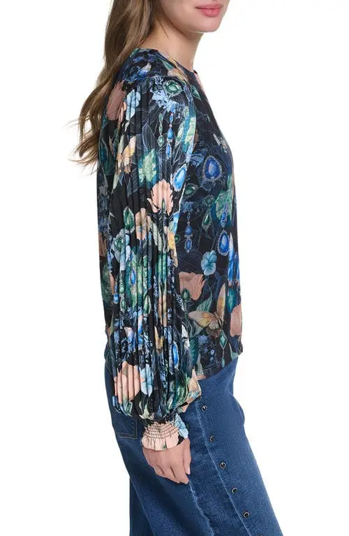 Karl Lagerfeld Paris Floral Long Sleeve Knit Top