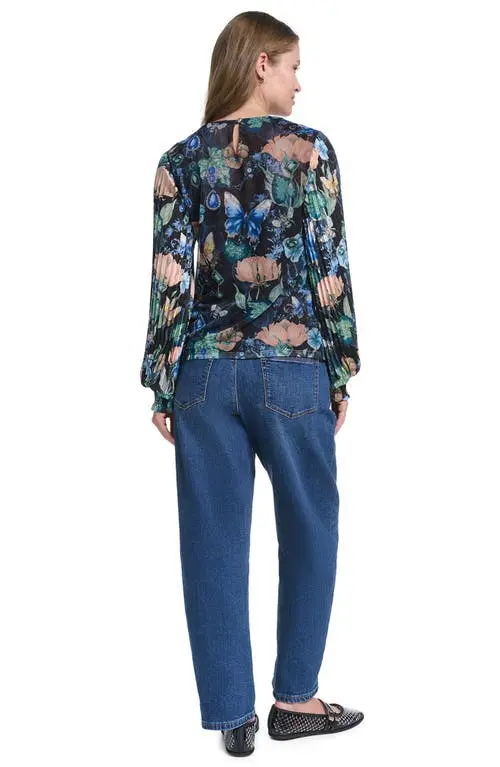 Karl Lagerfeld Paris Floral Long Sleeve Knit Top