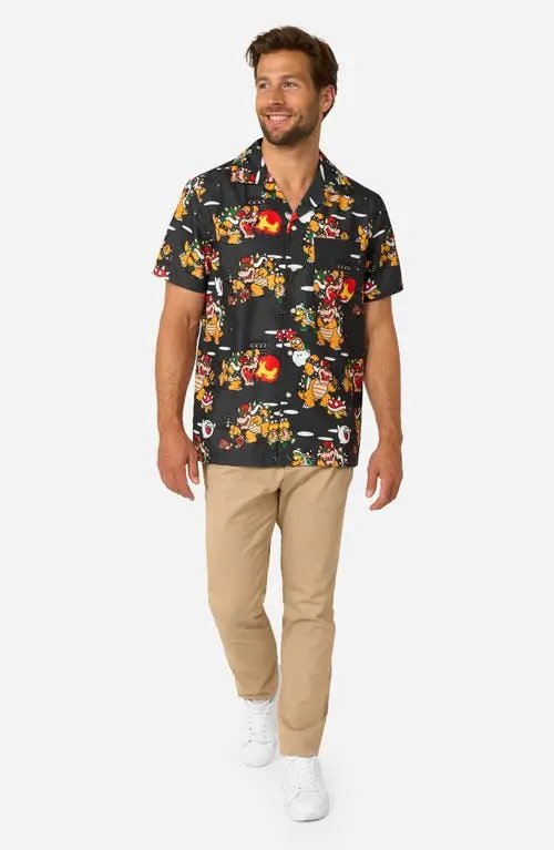 Opposuits Bowser Mayhem Button Front Short Sleeve Shirt