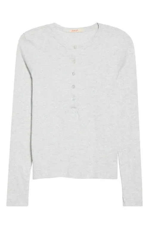 Marine Layer Mini Rib Henley Long Sleeve Top - Heather Grey