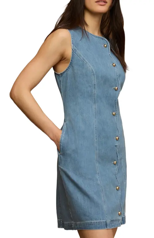 Mint Velvet Denim Scallop Mini Shift Dress