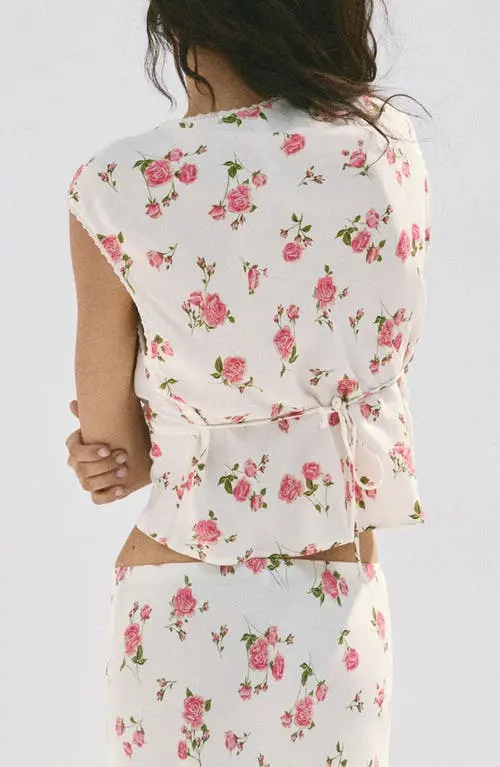 Mango Floral Lace Cropped Blouse