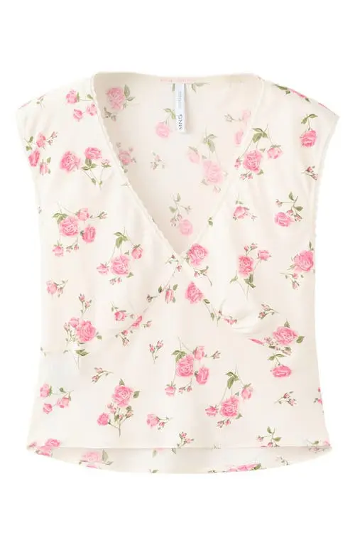 Mango Floral Lace Cropped Blouse