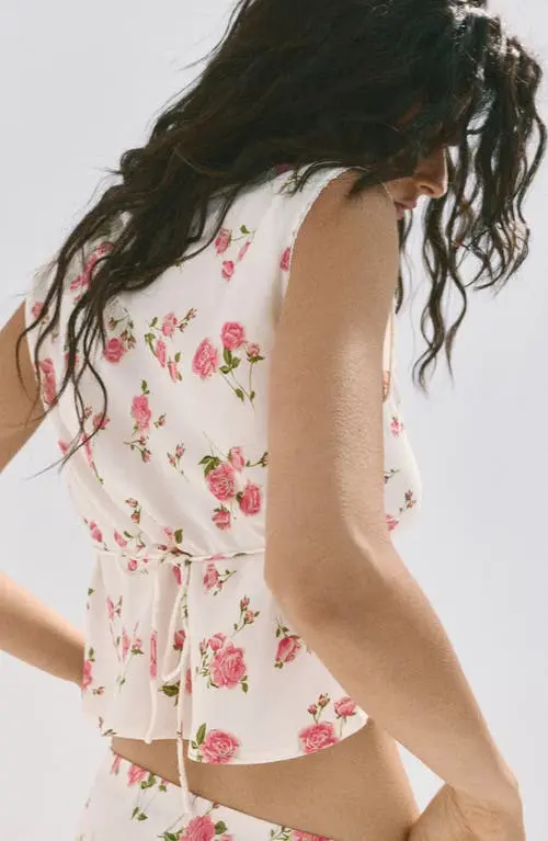 Mango Floral Lace Cropped Blouse
