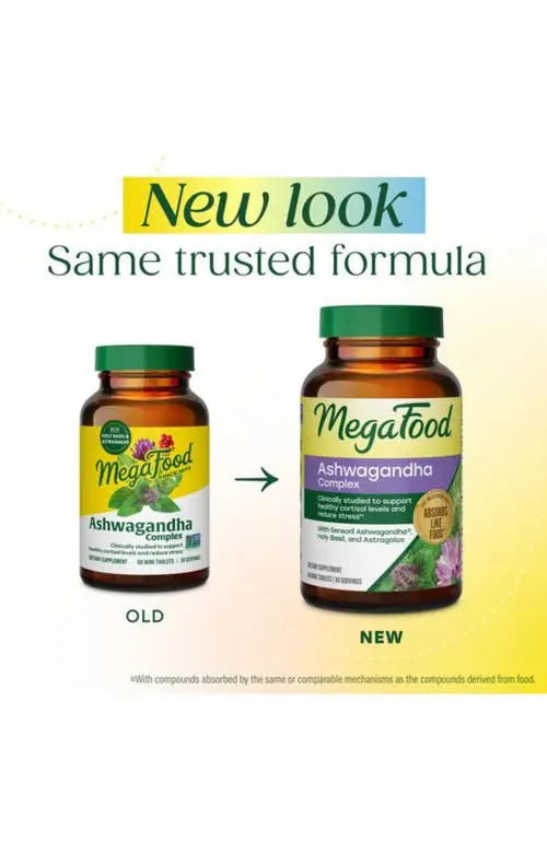 MEGAFOOD Ashwagandha Complex, Cortisol Supplement, Vegetarian, Gluten Free