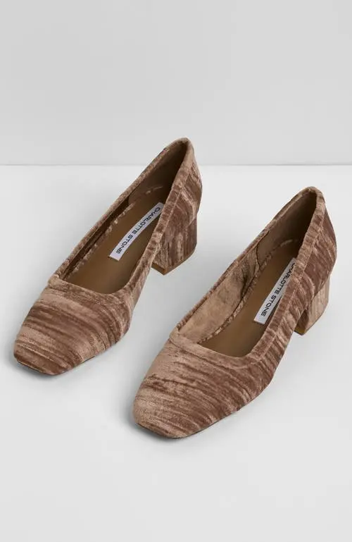 Charlotte Stone Poppie Block Heel Pump - Fog
