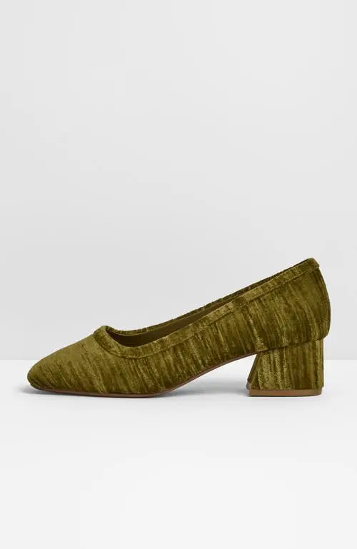 Charlotte Stone Poppie Block Heel Pump - Olive