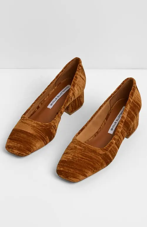 Charlotte Stone Poppie Block Heel Pump - Toffee
