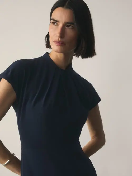 The Fold Clever Crepe Rossano Dress - Navy