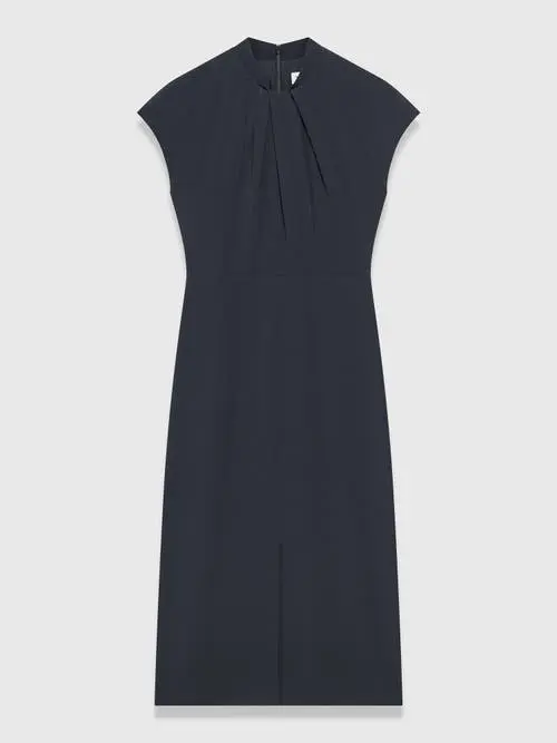 The Fold Rassina Gathered Jersey Midi Dress - Navy