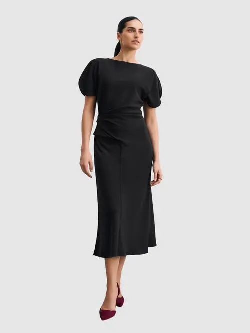The Fold Doppio Salerno Boat-neck Midi Dress